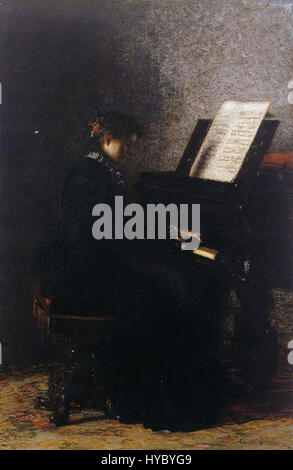Elizabeth at Piano - 1875 Stock Photo - Alamy