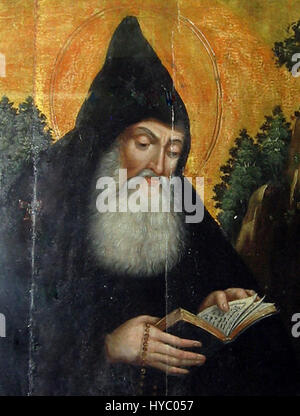 This artwork depicts Saint Anthony the Great, an early Christian hermit ...
