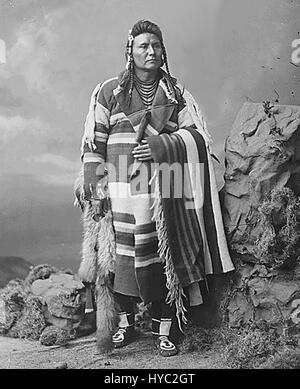 A portrait of Chief Joseph, a leader of the Nez Perce tribe. The image ...