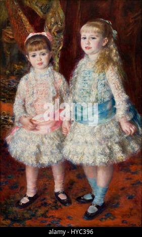 This painting by Renoir features two young girls in a lush outdoor ...