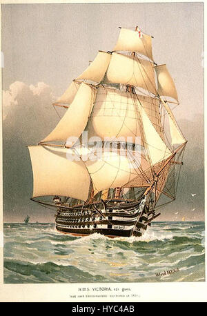 The collision of HMS Victoria, a British Royal Navy ship, in 1893. The ...