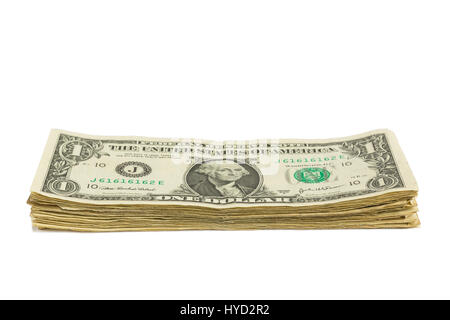 Stack of USA one dollar bill bank notes cut out and blended as a ...