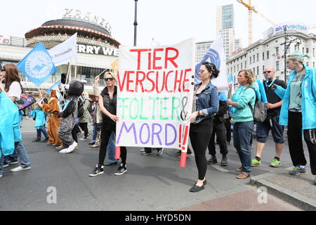 Berlin, Germany, April 25th, 2015: Protest march against animal ...