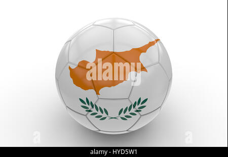 Soccer ball, 3d rendering with Cyprus flag, isolated on white ...