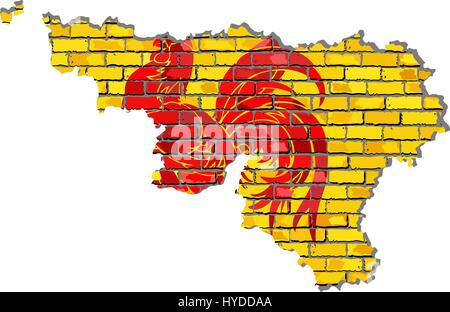 Wallonia map with flag inside - Illustration, Wallonia map grunge ...