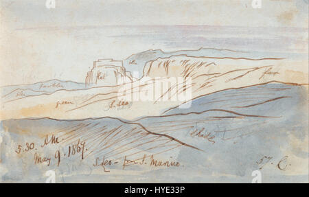 Edward Lear’s painting 'San Marino from Ravenna' presents a panoramic ...