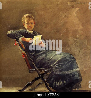An 1879 oil painting by Winslow Homer depicting a young girl with a ...