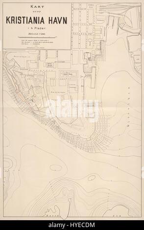 A historical map of Kristiania (now Oslo) in Norway, showing detailed ...