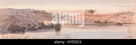 A watercolor by Edward Lear, depicting a scenic view of Patterdale, a ...