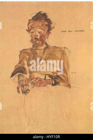 Egon Schiele's 'Bildnis Max Kahrer' from 1910 is a stark, expressive ...