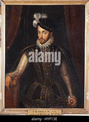 The portrait of Charles IX, King of France, depicts him in regal attire ...