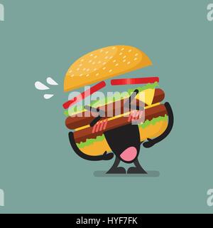 Laughing cheese burger cartoon illustration isolated on white Stock ...