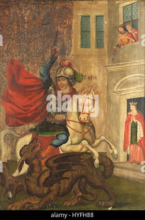 St. George, a prominent figure in Christian iconography, is depicted in ...
