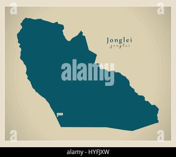 Jonglei state (States of South Sudan, Greater Upper Nile Region) map ...