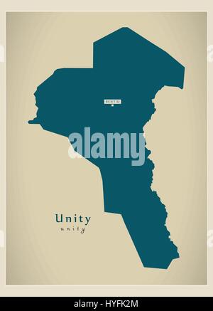 Unity state (States of South Sudan, Greater Upper Nile Region) map ...
