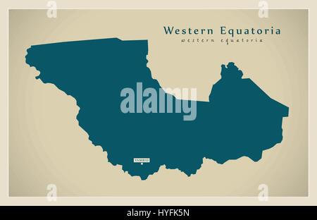 Western Equatoria state (States of South Sudan, Equatoria Region) map ...