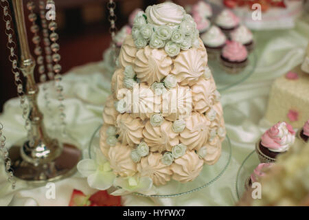 Elegant sweet table with sweets and decoration baby shower party Stock ...