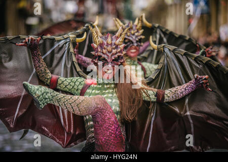 ALCOI, SPAIN: Women dressed as she-devils. THE FLAMBOYANT festival that ...