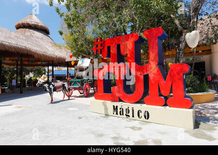 Tulum entrance sign Stock Photo - Alamy