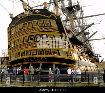 stern gallery of HMS Victory, museum ship at at Portsmouth Historic ...