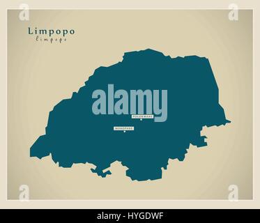 Map of South Africa with the provinces, Limpopo is highlighted Stock ...