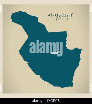 Map of Sudan with the provinces, Al Qadarif is highlighted Stock Vector ...