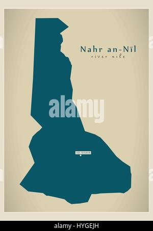 Map of Sudan with the provinces, River Nile is highlighted Stock Vector ...