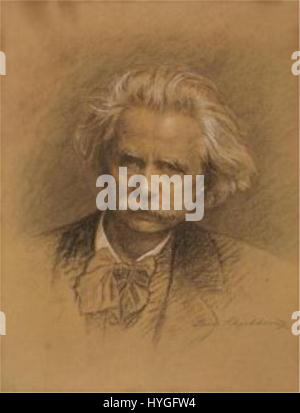 A portrait drawing of Edvard Grieg, the renowned Norwegian composer ...