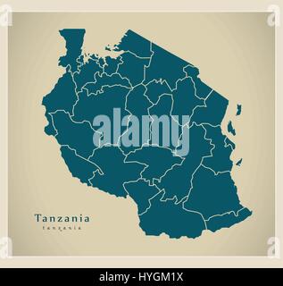 Map of Tanzania with regions. Just a simple country border map with ...