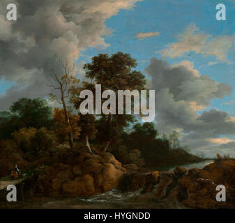 Jacob van Ruisdael Waterfall with figures on a bridge Stock Photo - Alamy