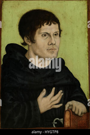 This portrait of Martin Luther depicts him as an Augustinian monk ...