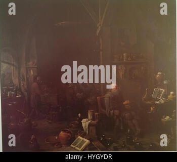 'The Alchemist in his Laboratory' by David Teniers the Younger portrays ...