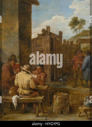 David Teniers (II) - Peasants playing cards outside an inn Stock Photo ...