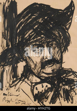 This self-portrait by Egon Schiele shows the artist in profile ...