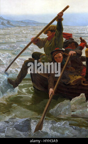 The famous painting, 'Washington Crossing the Delaware,' depicts George ...