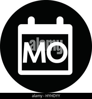 Monday calendar icon. Start week symbol. Mon label vector. Blue ...