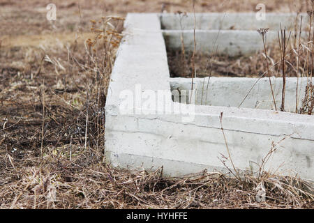 Shallow concrete foundation stone for the construction of house Stock ...