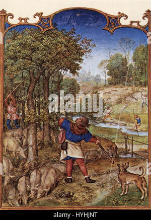 This page from the 15th-century Grimani Breviary illustrates the Month ...