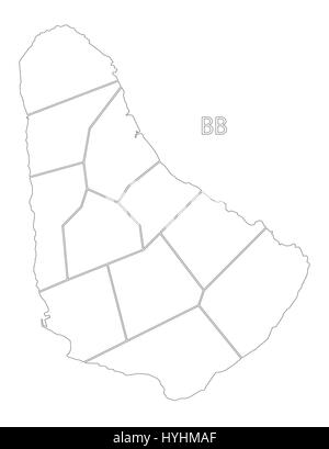 Map of Barbados with regions. Just a simple country border map with ...