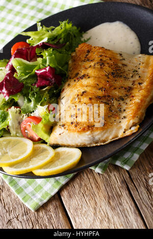 Fried Arctic char fish fillet in breadcrumbs and fresh vegetable Stock ...