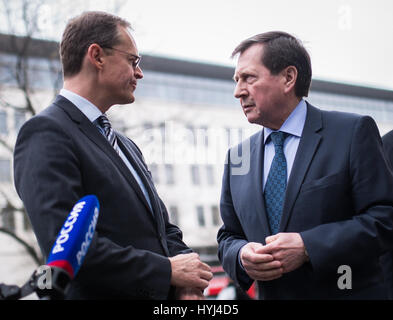 Berlin, Germany. 04th Apr, 2017. Berlin's Mayor, Michael Müller (R ...