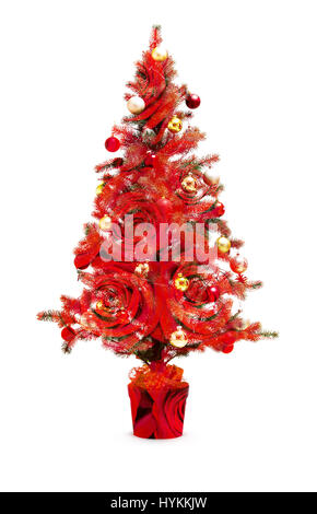 Christmas decoration with red roses, fir, brunia and cinnamon sticks ...
