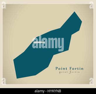 Map of Trinidad and Tobago with the provinces, Point Fortin is ...