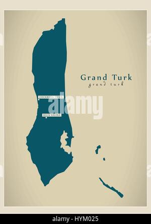 Grand Turk map of Turks and Caicos Islands grey illustration shape ...
