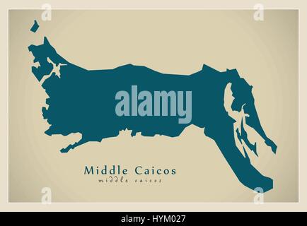 Middle Caicos map of Turks and Caicos Islands grey illustration shape ...