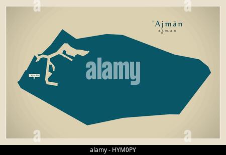 Ajman map, administrative territory of the city. UAE detailed city plan ...