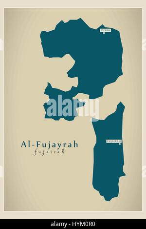 Emirate of Fujairah (Emirates of the United Arab Emirates, UAE) map ...