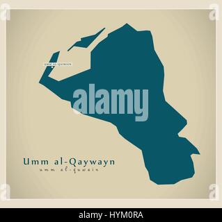 Umm al-Quwain map of the United Arab Emirates with national flag Stock ...