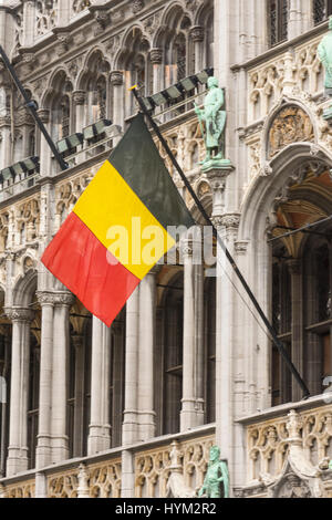 EU and Belgium national flag flying outside entrance to the Belgian ...