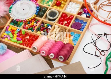 set of accessories and jewelry to embroidery, haberdashery, sewing ...